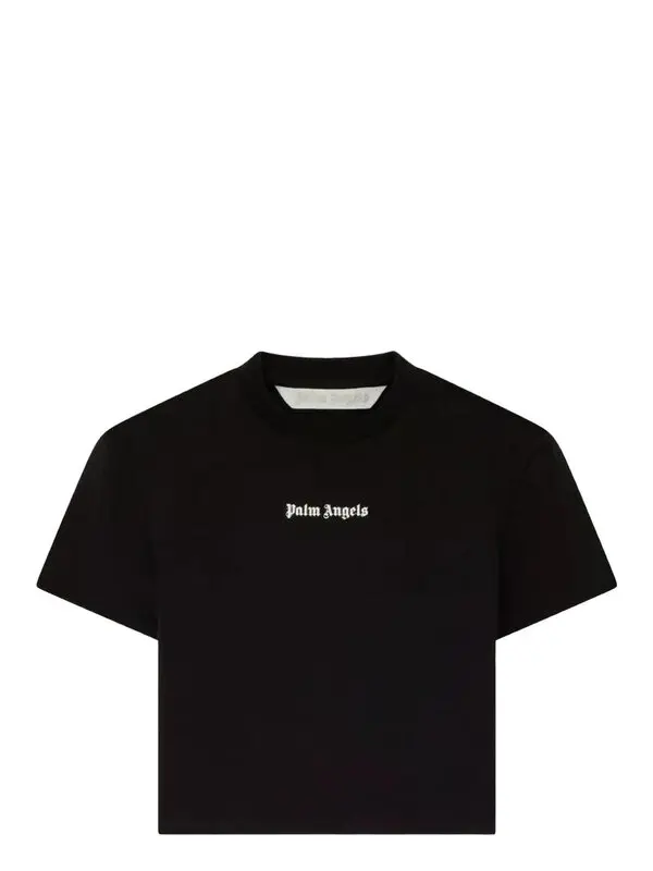 Palm Angels Logo-print Cropped T-shirt - Black