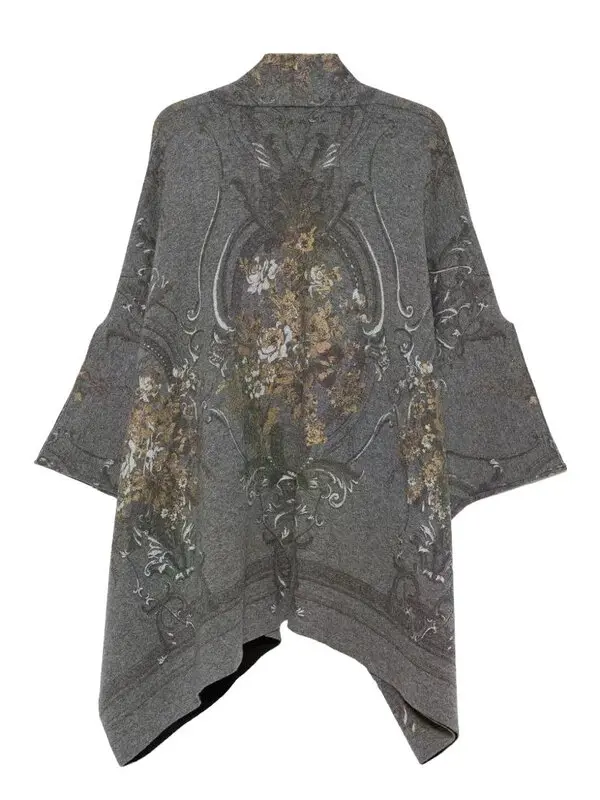 Roberto Cavalli 2000s Floral-print Cape - Grey