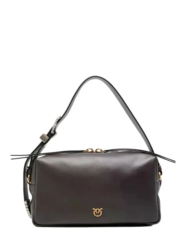 Pinko Love Birds Leather Shoulder Bag - Brown