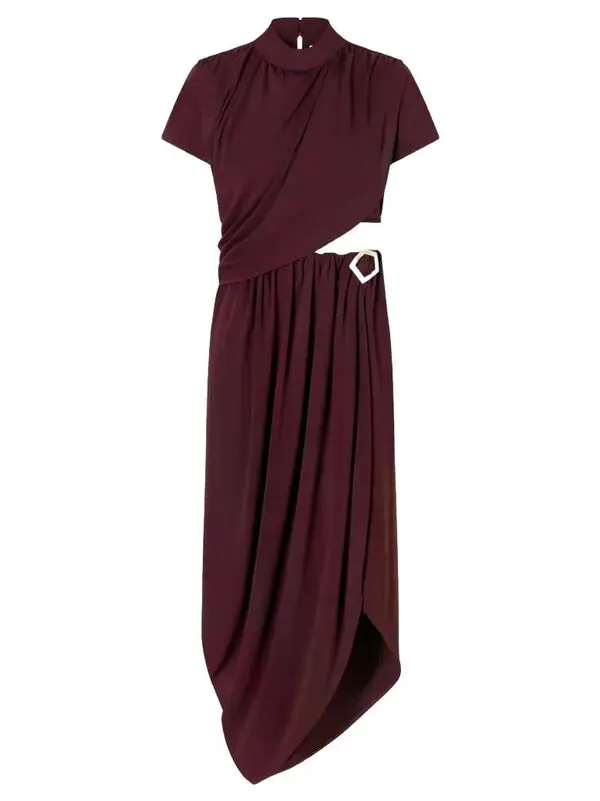VIOLANTE NESSI Burgundy Asymmetrical Cut-out Dress - Red