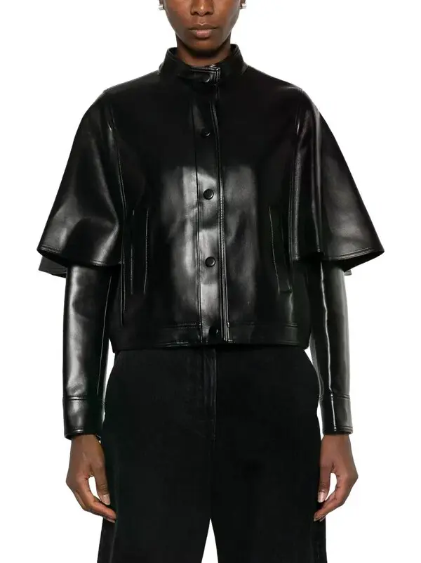 TWINSET Cape-style Faux-leather Jacket - Black