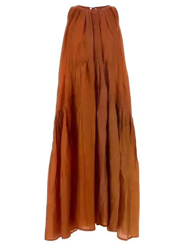 THE ROSE IBIZA Tiered Silk Maxi Dress - Orange