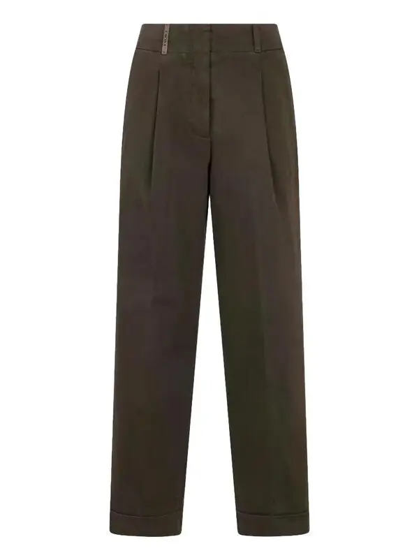 Peserico Pleated Detail Turn-up Wide-leg Trousers - Brown