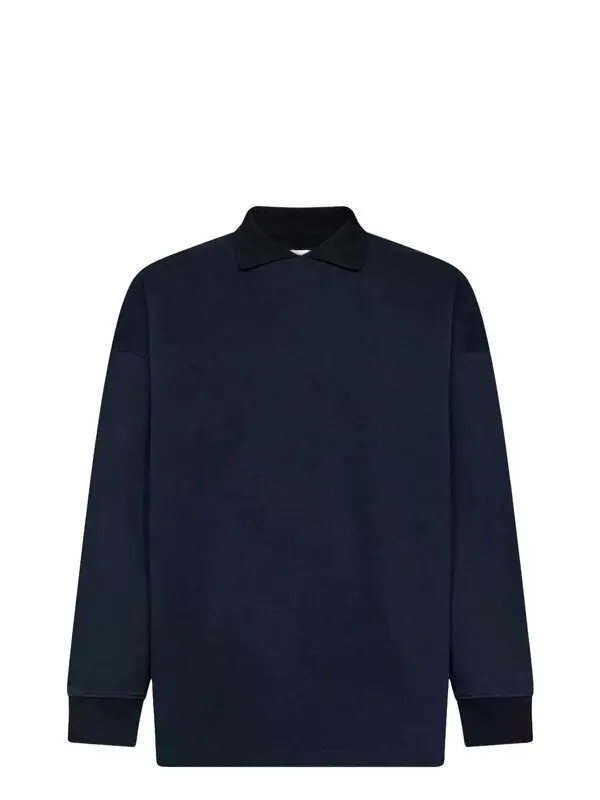 ROSE BURRITO Long-sleeve Polo-collar Sweatshirt - Blue