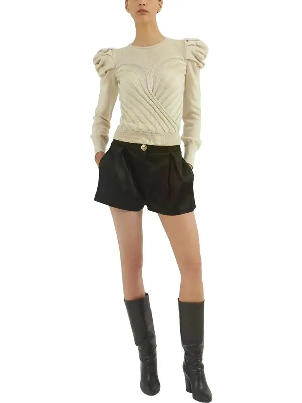 VIOLANTE NESSI Puff-sleeve Merino Wool Sweater - Neutrals