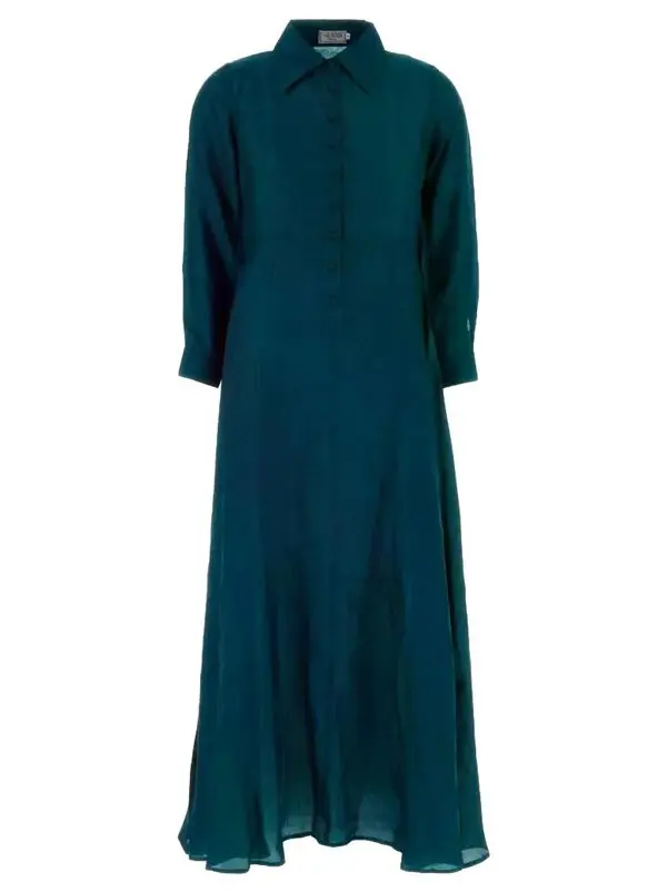 THE ROSE IBIZA Silk Shirt Dress Maxi - Blue