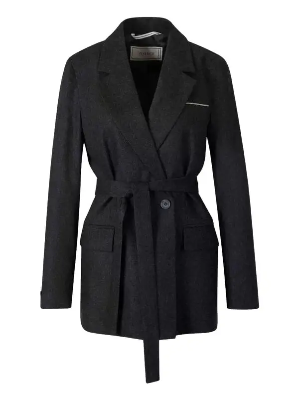 Peserico Belted Notch-lapels Blazer - Grey