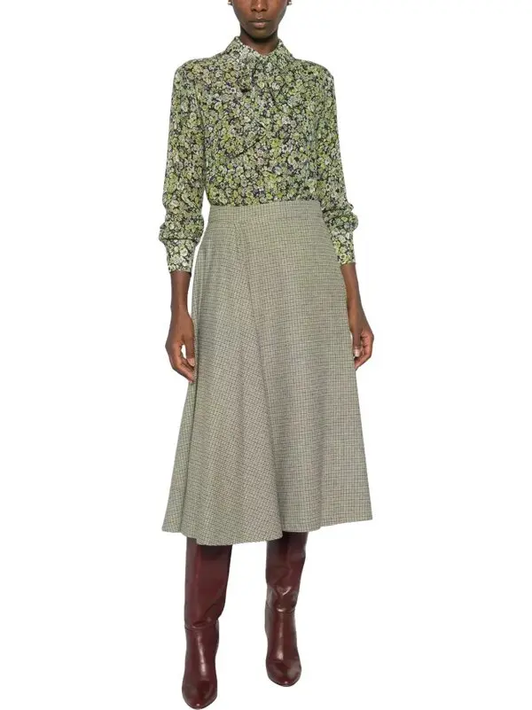 NIU Floral Print Pussy-bow Blouse - Green
