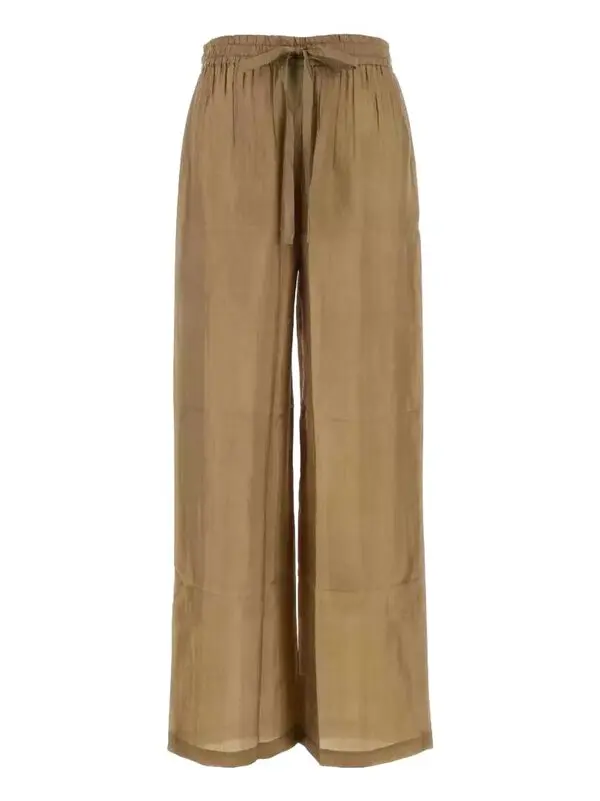THE ROSE IBIZA Drawstring Silk Palazzo Pants - Neutrals