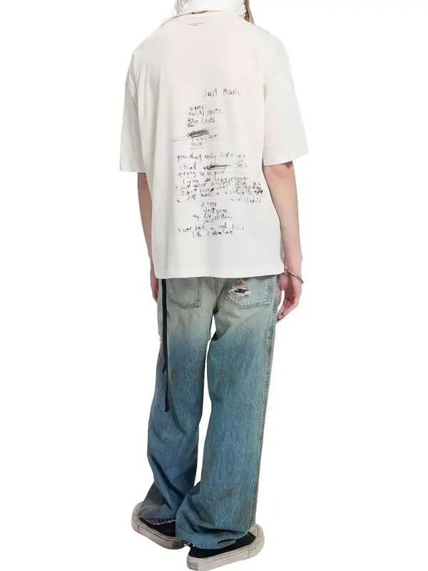 ANN DEMEULEMEESTER Text-print Cotton T-shirt - White