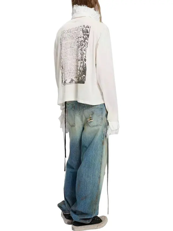 ANN DEMEULEMEESTER Graphic-print Long-sleeved T-shirt - White