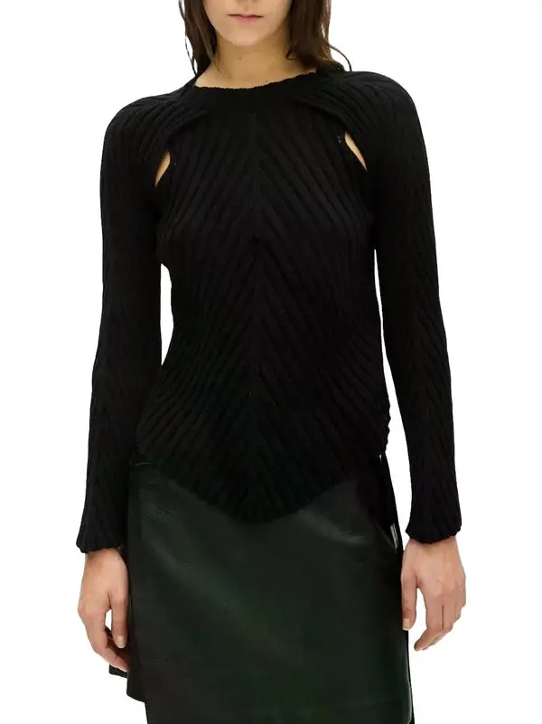 ANN DEMEULEMEESTER Ribbed Knit Cut-out Sweater - Black