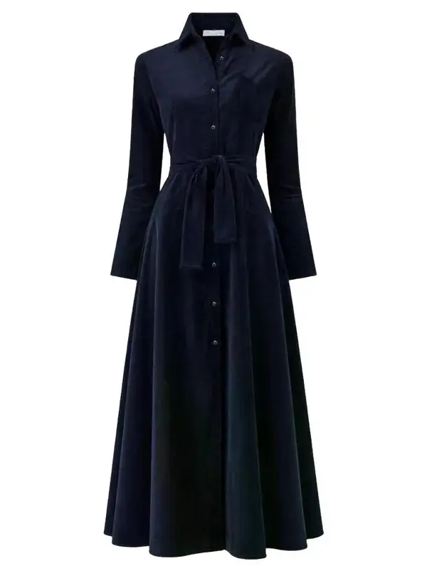 VIOLANTE NESSI Corduroy Buttoned-cuff Midi Dress - Blue