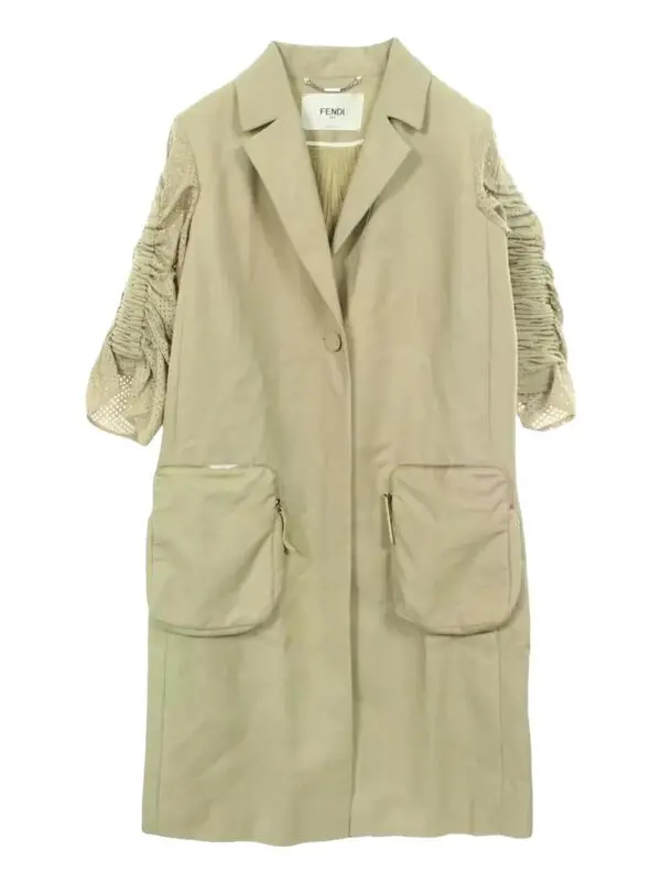 Fendi Perforated Ruched-sleeve Coat - Green