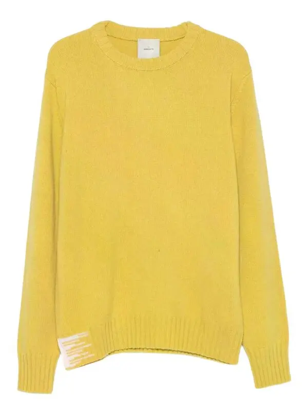 THE AMHANTE Logo-patch Crew Neck Sweater - Yellow