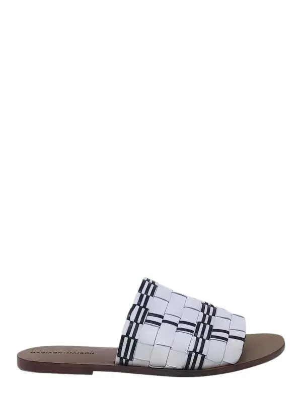 Moda Woven Open-toe Flat Sandals - White