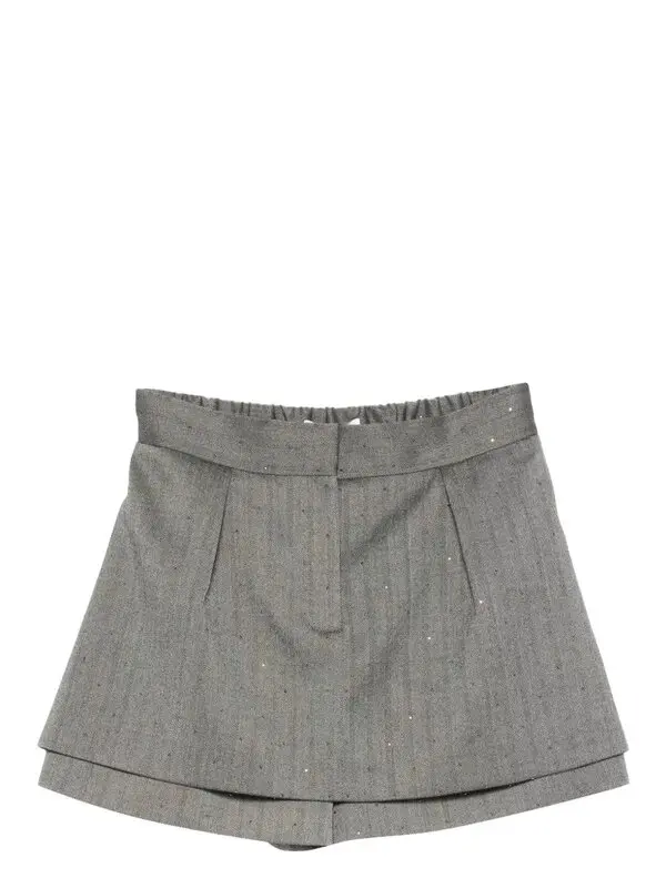 Maje Striped Pleated Shorts - Grey