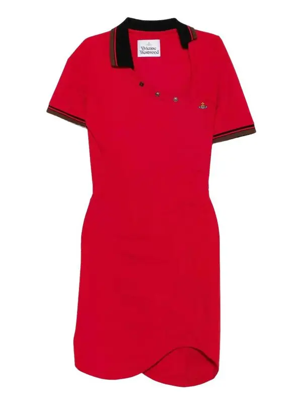 VIVIENNE WESTWOOD Asymmetrical Neck Polo Mini Dress - Red