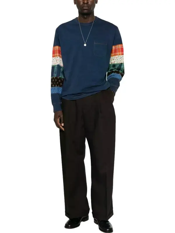 KHOKI Patchwork Long-sleeve T-shirt - Blue