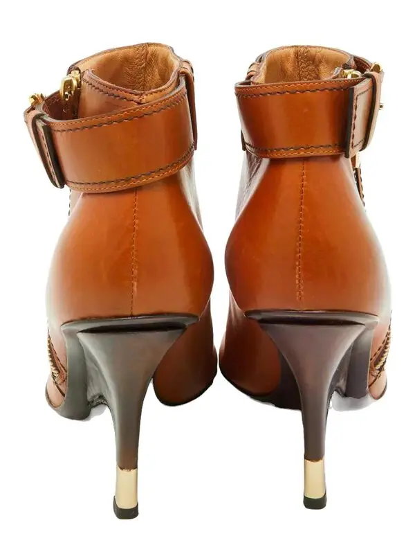 GIUSEPPE ZANOTTI Buckle Detail Heeled Ankle Boots - Brown