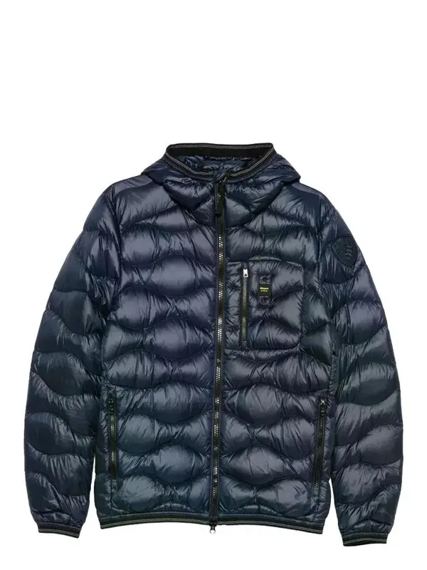 BLAUER. Quilted Hooded Jacket - Blue