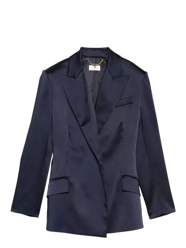 Elisabetta Franchi Satin Finish Belted Blazer - Blue