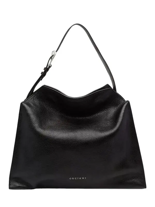 Orciani Trinity Soft Midi Shoulder Bag - Black