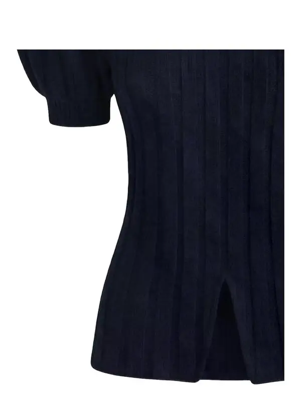 VIOLANTE NESSI Puff-sleeve Ribbed-knit Sweater - Blue