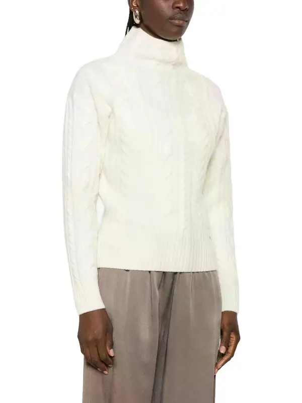 Herno Cable Knit Roll Neck Sweater - Neutrals