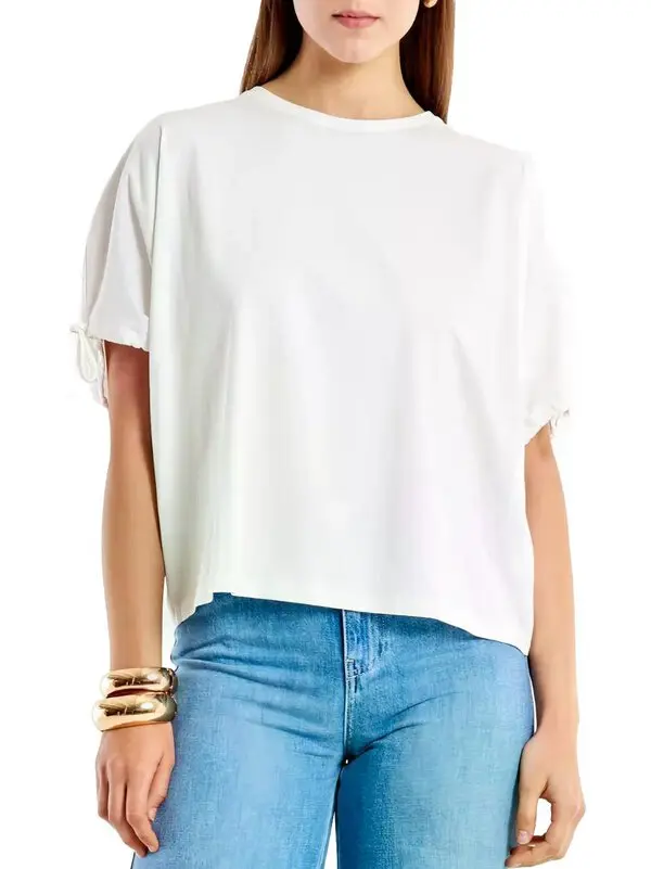 VICOLO Drawstring Sleeve T-shirt - White