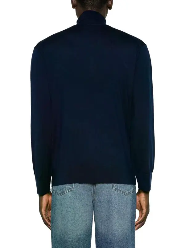 LANEUS Roll Neck Wool Sweater - Blue