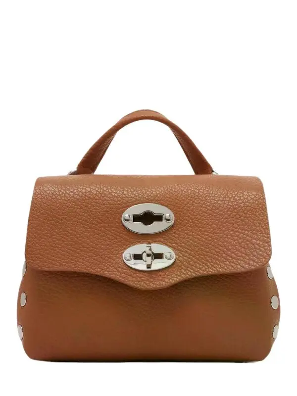 ZANELLATO Sbaby Postina Stud-embellished Leather Clutch Bag - Brown