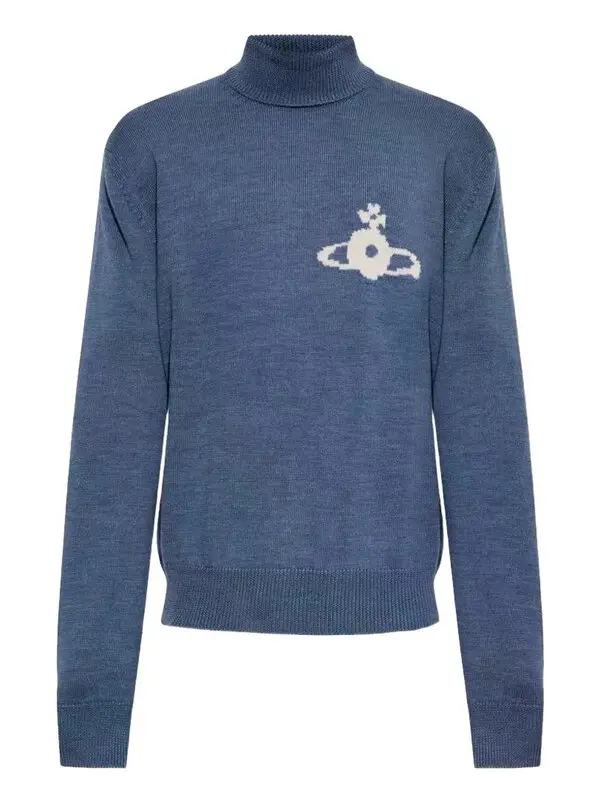 VIVIENNE WESTWOOD Orb Intarsia Roll-neck Sweater - Blue