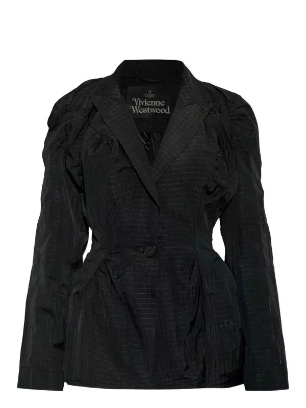 VIVIENNE WESTWOOD Ruched Checked Blazer - Black