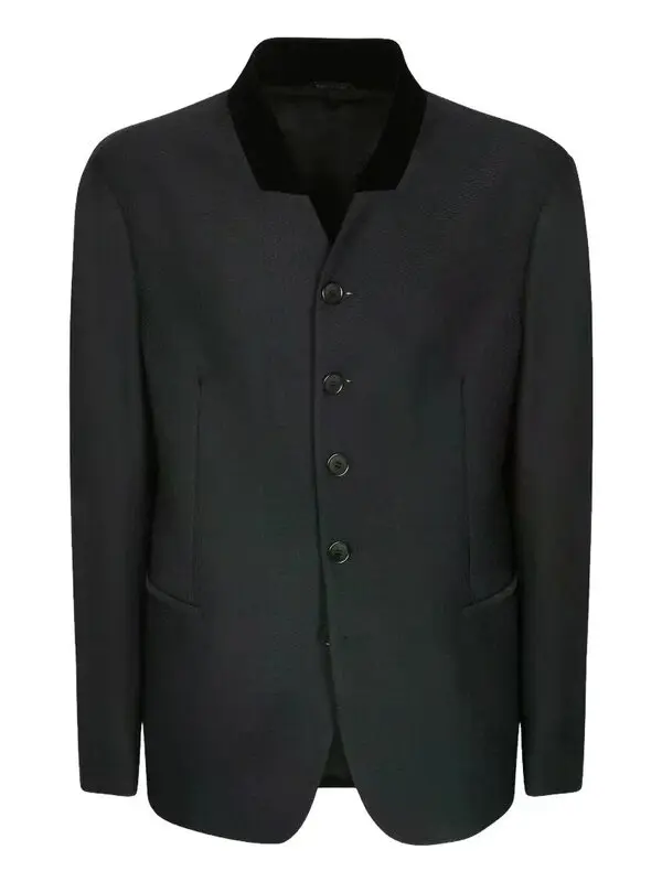 Giorgio Armani Velvet-collar Textured-finish Blazer - Black