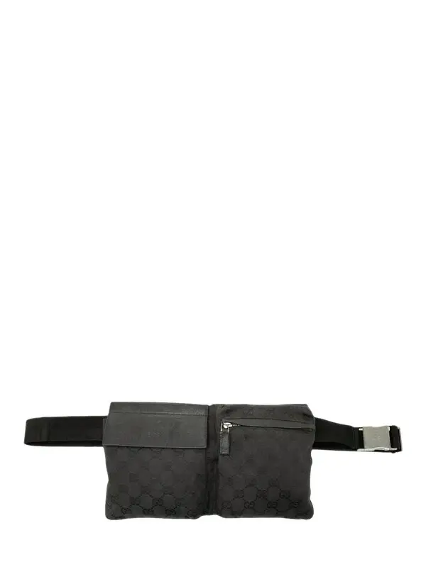 Gucci Gg Canvas Double Pocket Belt Bag - Black