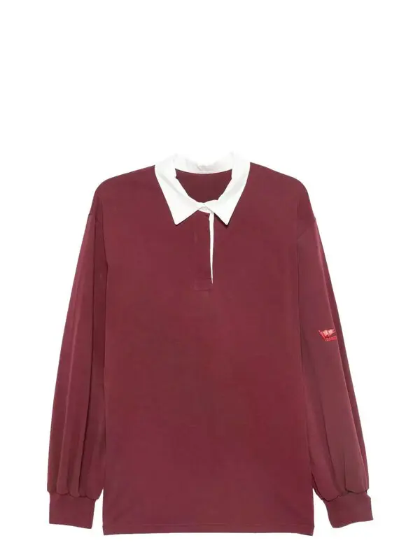 SYSTEM Embroidered Logo Polo Sweater - Red