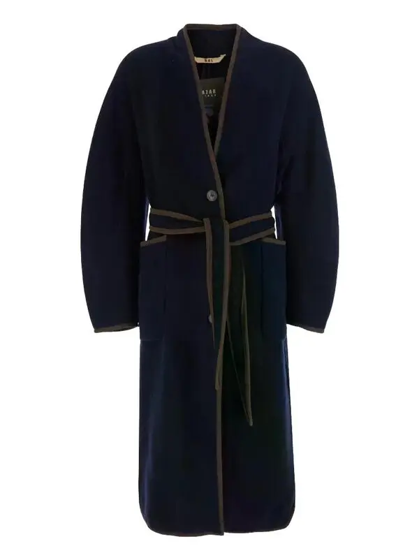 BAZAR DELUXE Embroidered Belted Coat - Blue