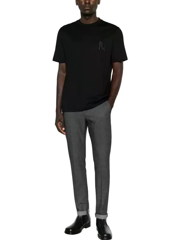 Brioni Logo-embroidered T-shirt - Black