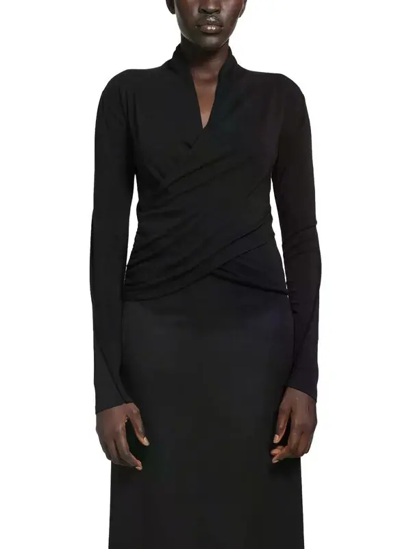 THOM KROM Ruched Wrap-style Jersey - Black