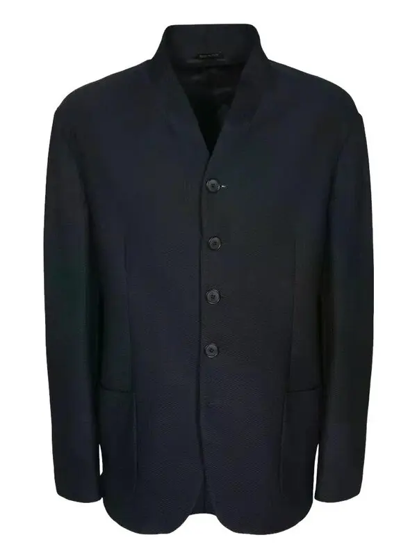 Giorgio Armani Honeycomb-knit Stand-collar Blazer - Blue