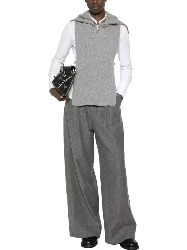 Sportmax Ribbed Knit Hooded Vest - Grey