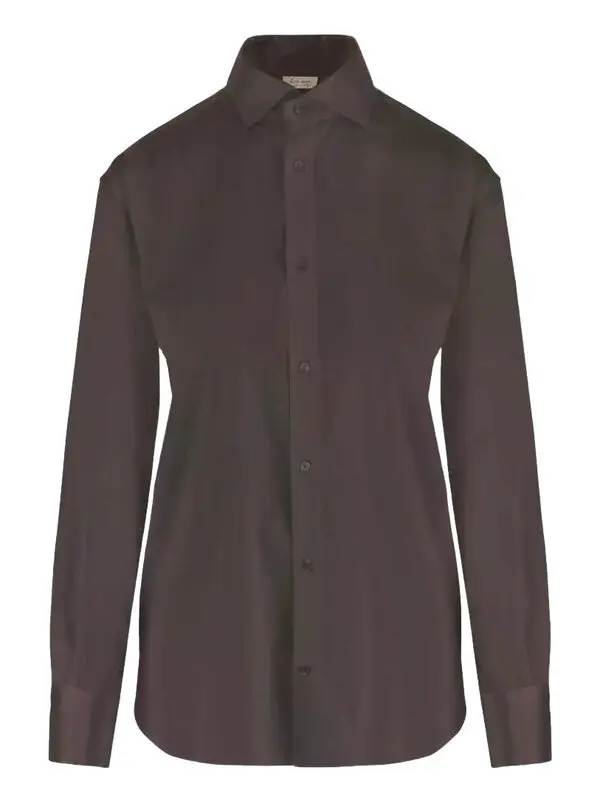 HER SHIRT Long-sleeve Button-down Shirt - Brown