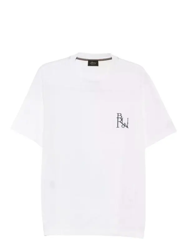 Brioni Logo-embroidered T-shirt - White