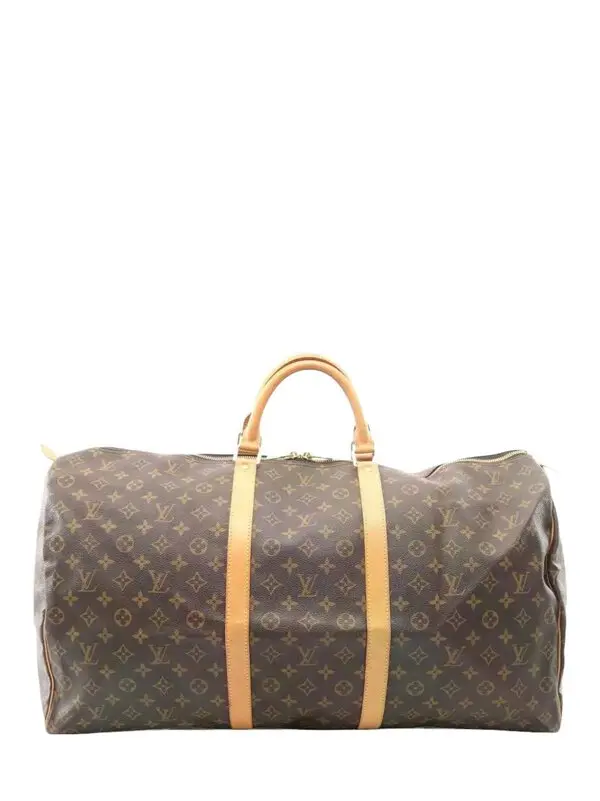 LOUIS VUITTON Monogram Keepall Bandouliere 60 Travel Bag - Brown