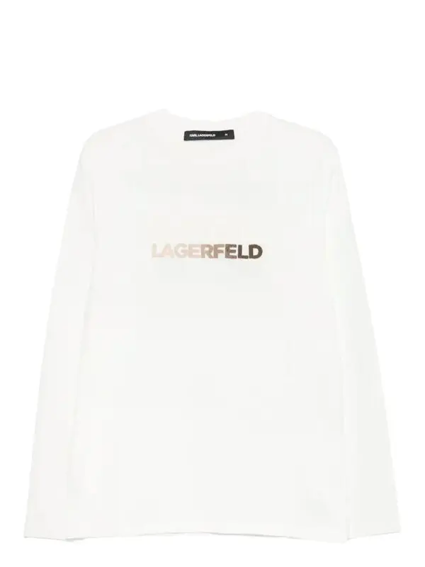 Karl Lagerfeld Logo-print Long-sleeve T-shirt - Neutrals