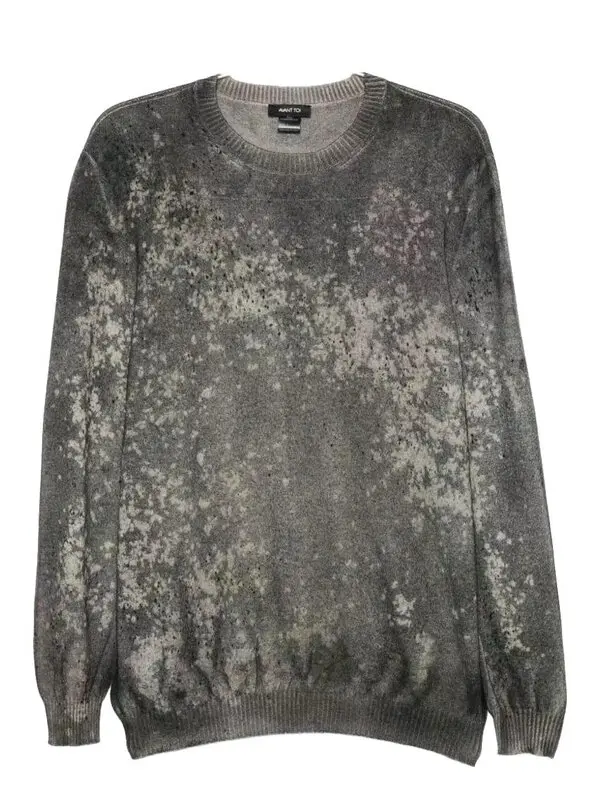 Avant Toi Fine Knit Crew Neck Long Sleeve Sweater - Grey