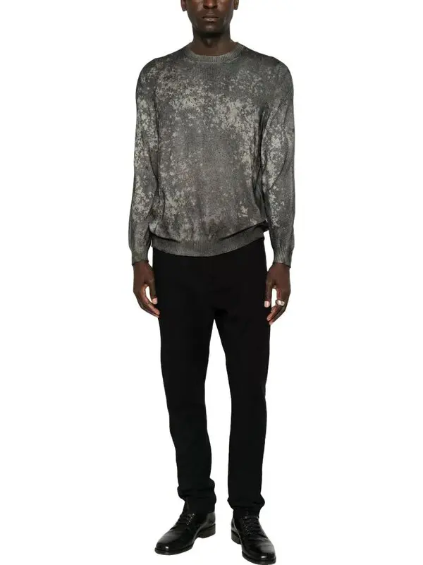 Avant Toi Fine Knit Crew Neck Long Sleeve Sweater - Grey