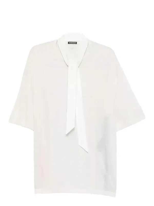 ANN DEMEULEMEESTER Pussy-bow Short-sleeve T-shirt - White