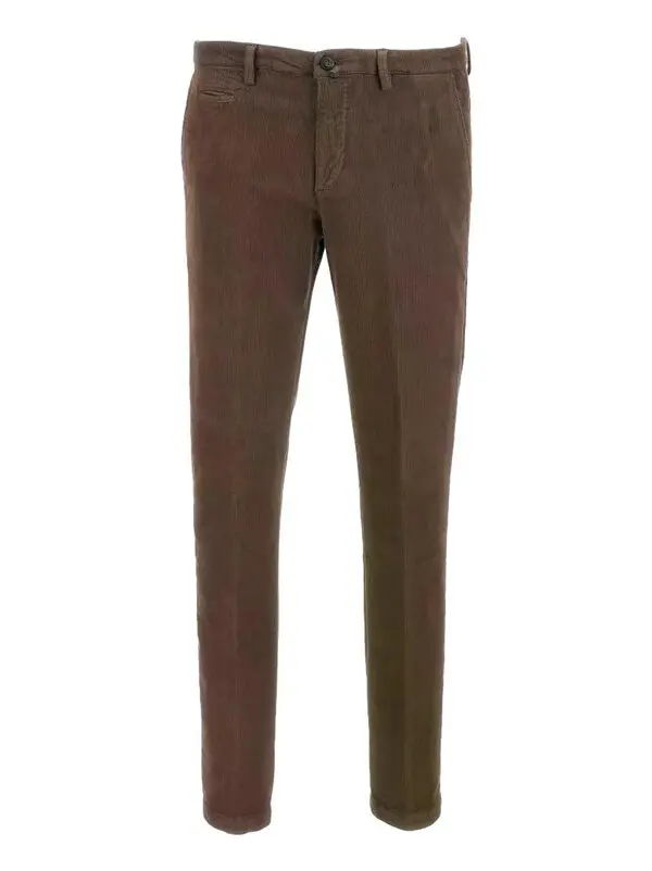 BRIGLIA 1949 Belt-loop Slim-fit Corduroy Trousers - Brown